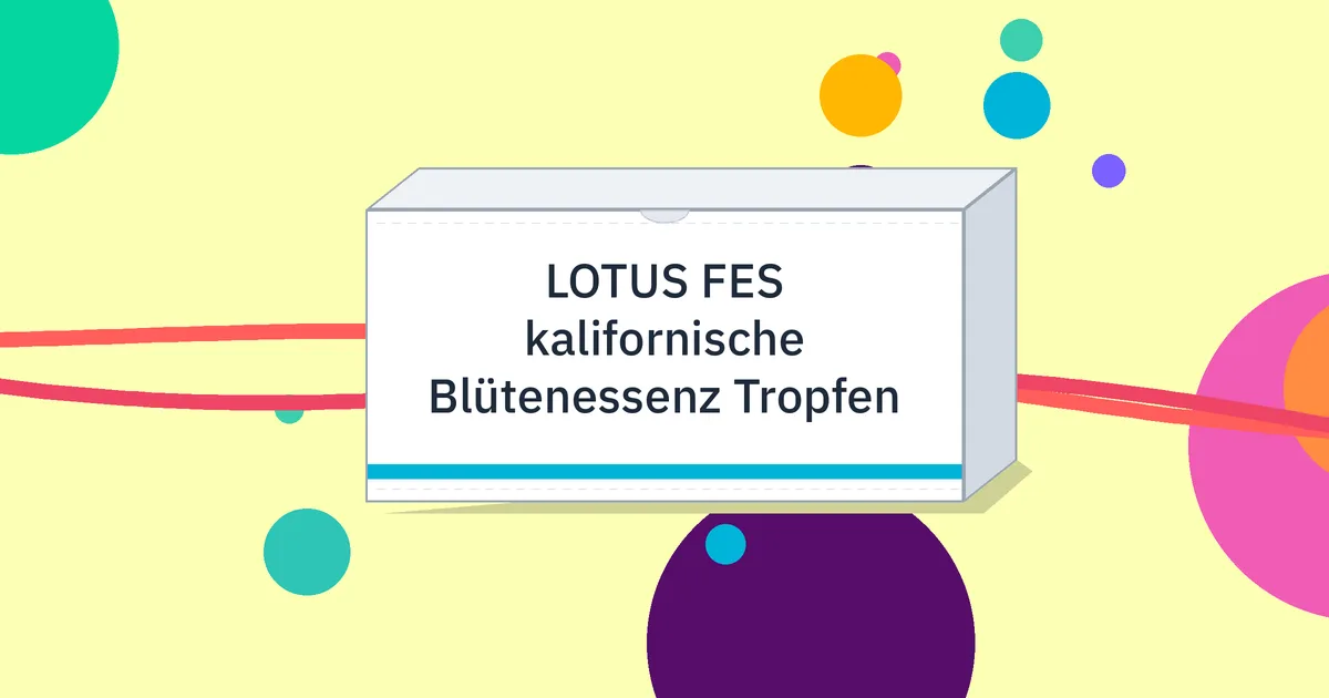 Symbolbild: Packung mit der Aufschrift LOTUS FES kalifornische Blütenessenz Tropfen (PZN 09172429) – Verfügbarkeit und Bezug in Apotheken in Frankfurt am Main