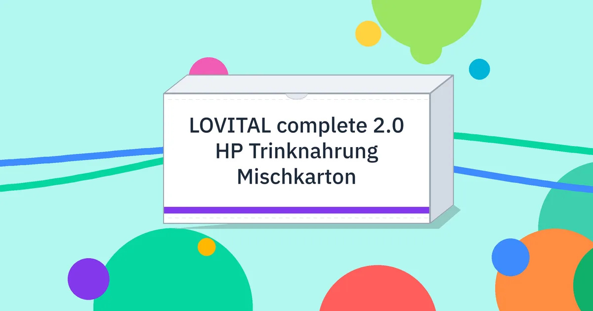 Symbolbild: Packung mit der Aufschrift LOVITAL complete 2.0 HP Trinknahrung Mischkarton (PZN 17161606) – Verfügbarkeit und Bezug in Apotheken in Frankfurt am Main