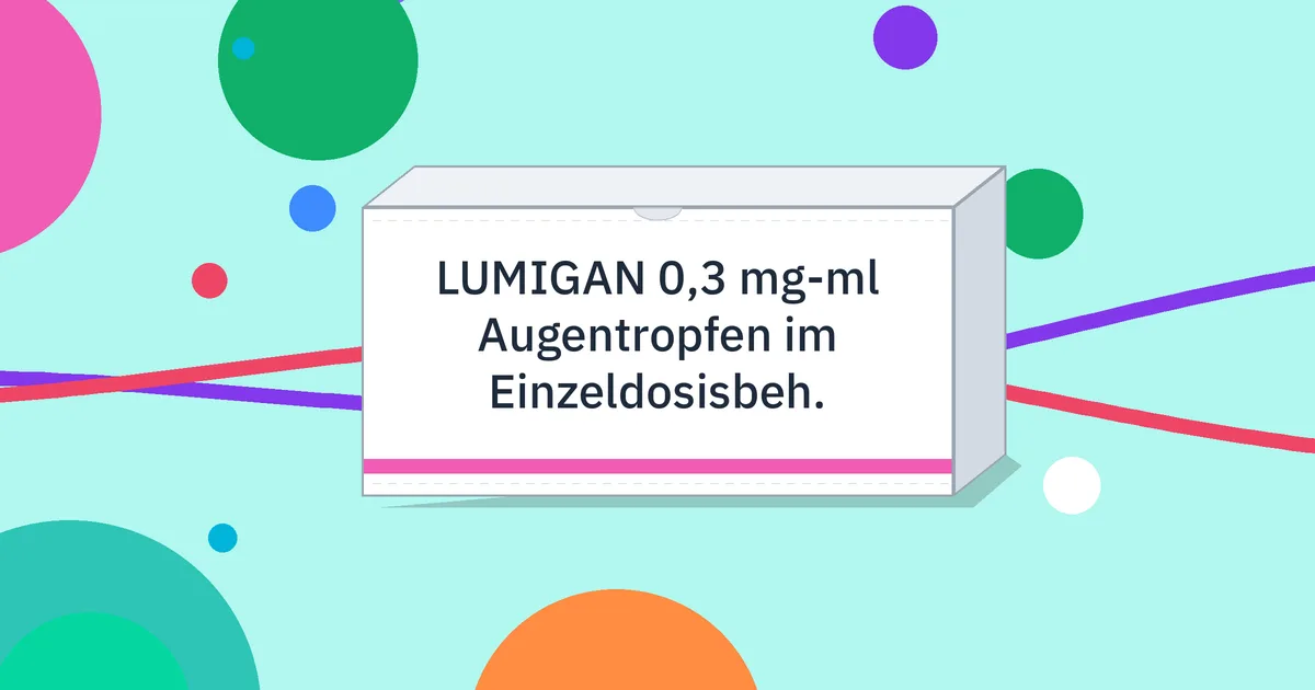 Symbolbild: Packung mit der Aufschrift LUMIGAN 0,3 mg-ml Augentropfen im Einzeldosisbeh. (PZN 02667168) – Verfügbarkeit und Bezug in Apotheken in Frankfurt am Main