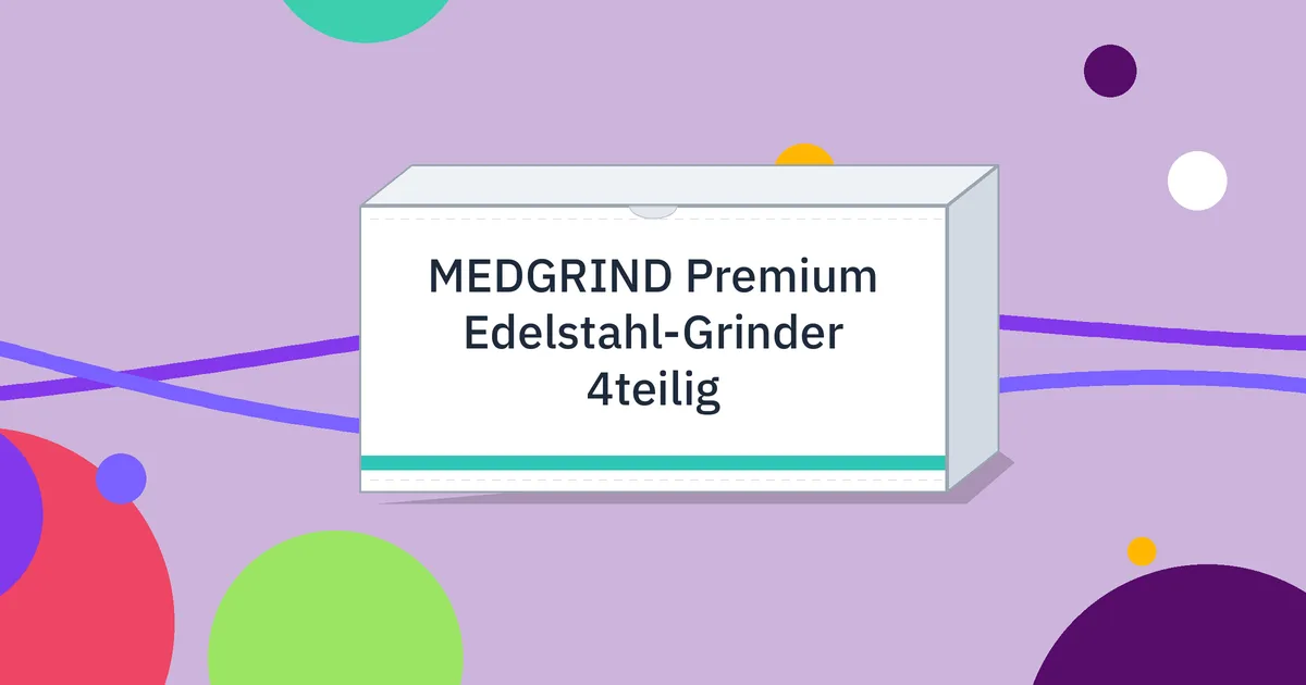 Symbolbild: Packung mit der Aufschrift MEDGRIND Premium Edelstahl-Grinder 4teilig (PZN 20040792) – Verfügbarkeit und Bezug in Apotheken in Frankfurt am Main