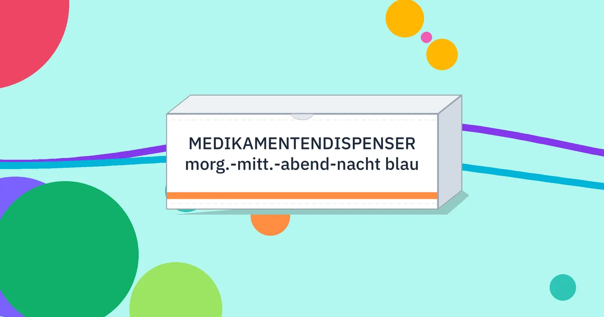 Symbolbild: Packung mit der Aufschrift MEDIKAMENTENDISPENSER morg.-mitt.-abend-nacht blau (PZN 15385388) – Verfügbarkeit und Bezug in Apotheken in Frankfurt am Main
