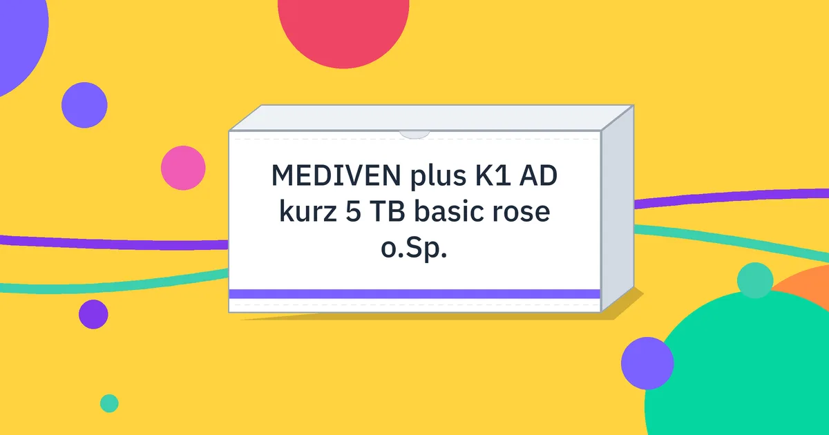 Symbolbild: Packung mit der Aufschrift MEDIVEN plus K1 AD kurz 5 TB basic rose o.Sp. (PZN 15045480) – Verfügbarkeit und Bezug in Apotheken in Frankfurt am Main