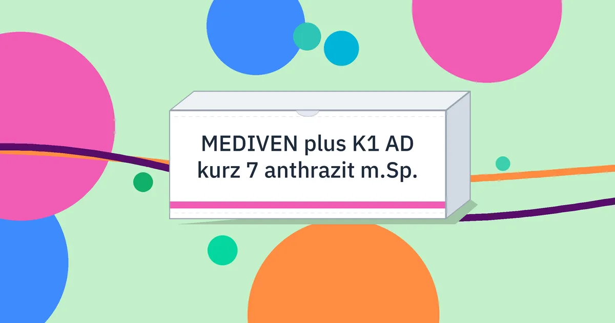 Symbolbild: Packung mit der Aufschrift MEDIVEN plus K1 AD kurz 7 anthrazit m.Sp. (PZN 15043802) – Verfügbarkeit und Bezug in Apotheken in Frankfurt am Main