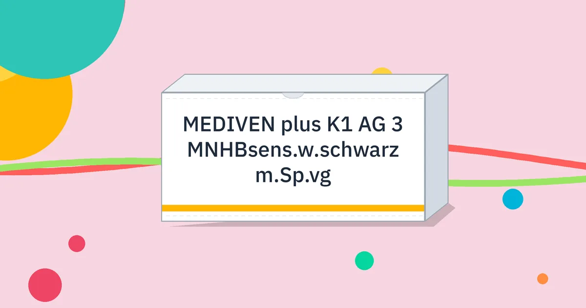 Symbolbild: Packung mit der Aufschrift MEDIVEN plus K1 AG 3 MNHBsens.w.schwarz m.Sp.vg (PZN 16073202) – Verfügbarkeit und Bezug in Apotheken in Frankfurt am Main
