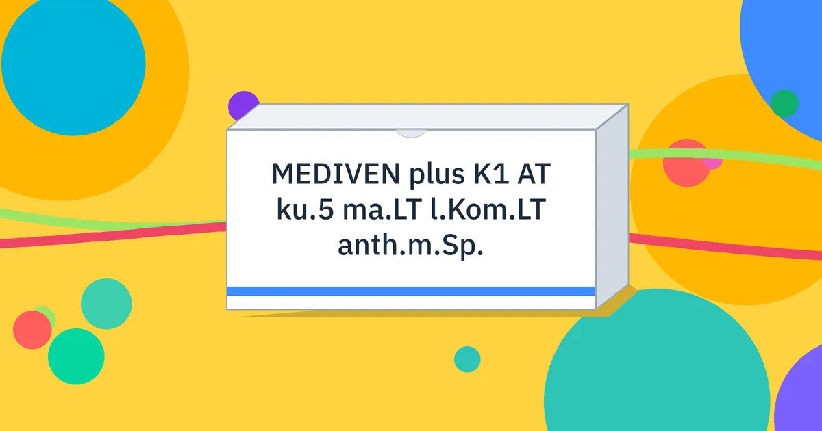 Symbolbild: Packung mit der Aufschrift MEDIVEN plus K1 AT ku.5 ma.LT l.Kom.LT anth.m.Sp. (PZN 15071543) – Verfügbarkeit und Bezug in Apotheken in Frankfurt am Main
