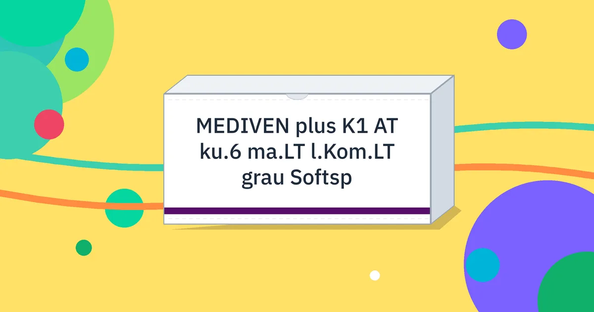 Symbolbild: Packung mit der Aufschrift MEDIVEN plus K1 AT ku.6 ma.LT l.Kom.LT grau Softsp (PZN 18943676) – Verfügbarkeit und Bezug in Apotheken in Frankfurt am Main