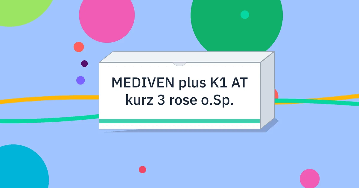 Symbolbild: Packung mit der Aufschrift MEDIVEN plus K1 AT kurz 3 rose o.Sp. (PZN 15026548) – Verfügbarkeit und Bezug in Apotheken in Frankfurt am Main