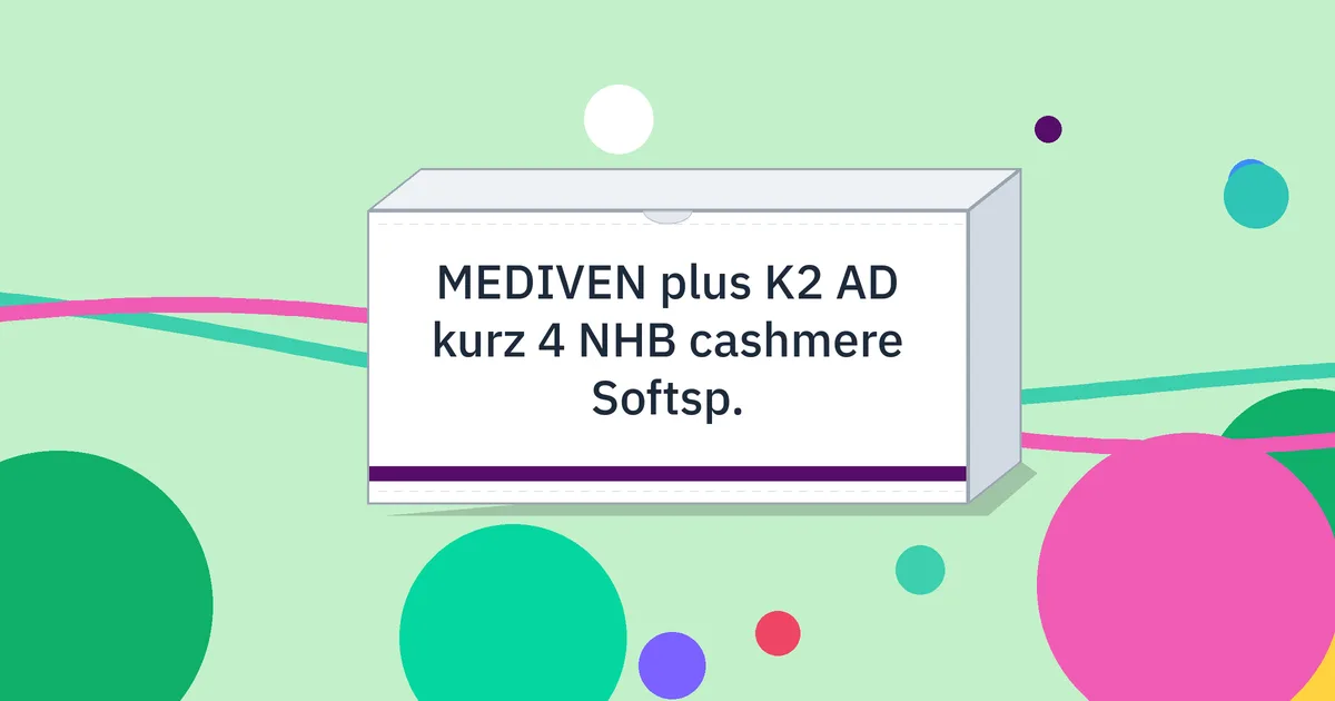 Symbolbild: Packung mit der Aufschrift MEDIVEN plus K2 AD kurz 4 NHB cashmere Softsp. (PZN 15925034) – Verfügbarkeit und Bezug in Apotheken in Frankfurt am Main