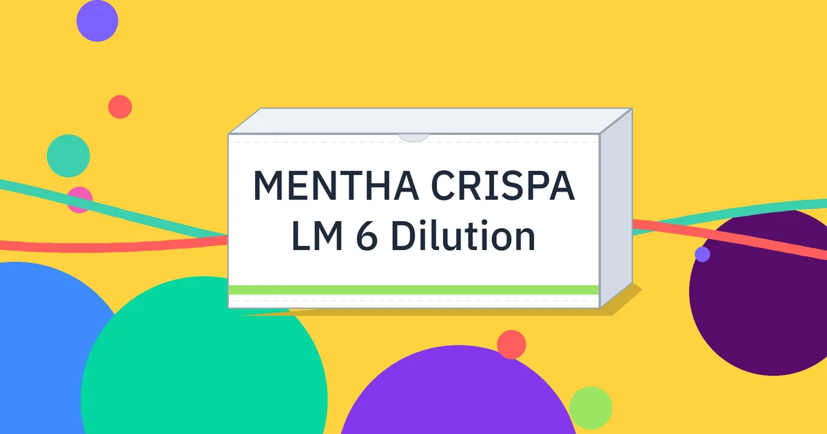 Symbolbild: Packung mit der Aufschrift MENTHA CRISPA LM 6 Dilution (PZN 13603680) – Verfügbarkeit und Bezug in Apotheken in Frankfurt am Main
