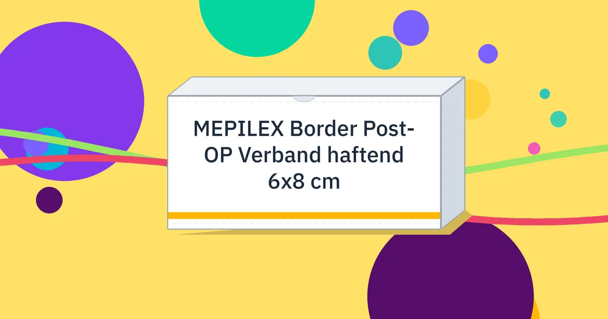 Symbolbild: Packung mit der Aufschrift MEPILEX Border Post-OP Verband haftend 6x8 cm (PZN 17909157) – Verfügbarkeit und Bezug in Apotheken in Frankfurt am Main