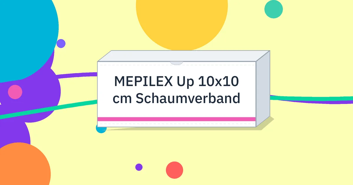 Symbolbild: Packung mit der Aufschrift MEPILEX Up 10x10 cm Schaumverband (PZN 18781825) – Verfügbarkeit und Bezug in Apotheken in Frankfurt am Main