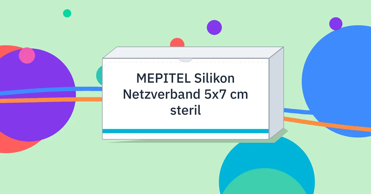 Symbolbild: Packung mit der Aufschrift MEPITEL Silikon Netzverband 5x7 cm steril (PZN 17434895) – Verfügbarkeit und Bezug in Apotheken in Frankfurt am Main
