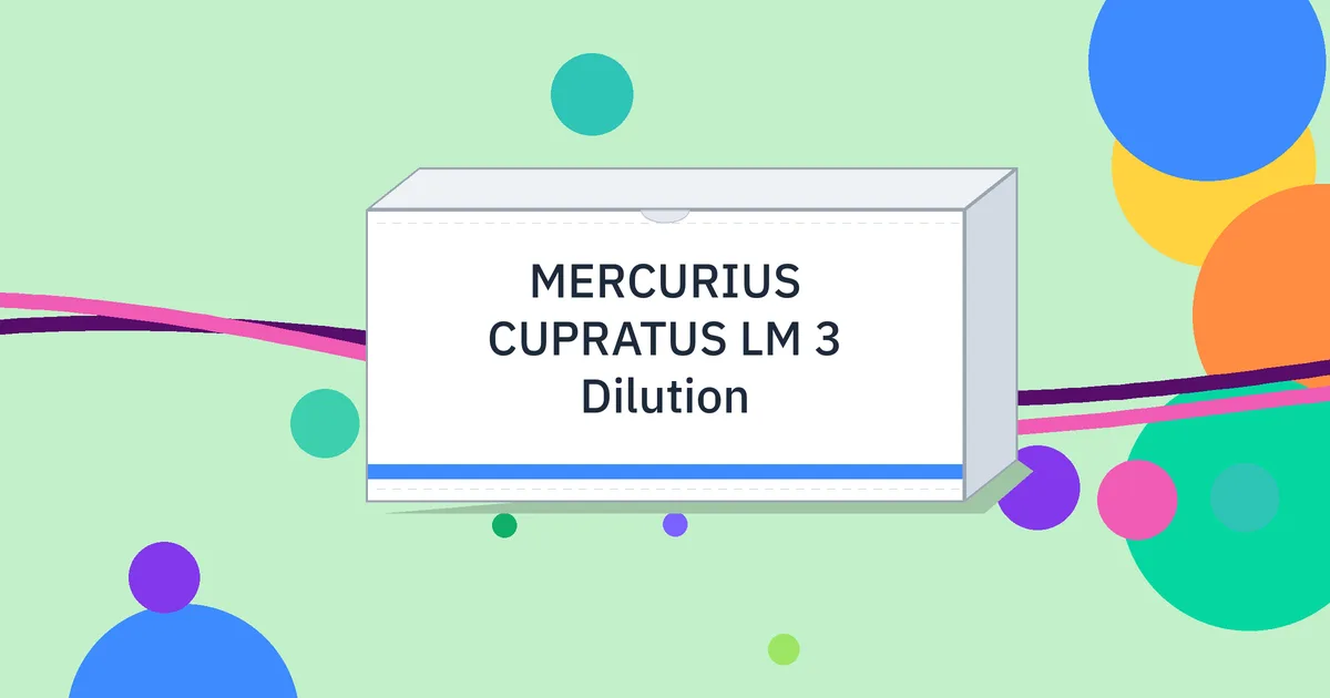 Symbolbild: Packung mit der Aufschrift MERCURIUS CUPRATUS LM 3 Dilution (PZN 12950273) – Verfügbarkeit und Bezug in Apotheken in Frankfurt am Main