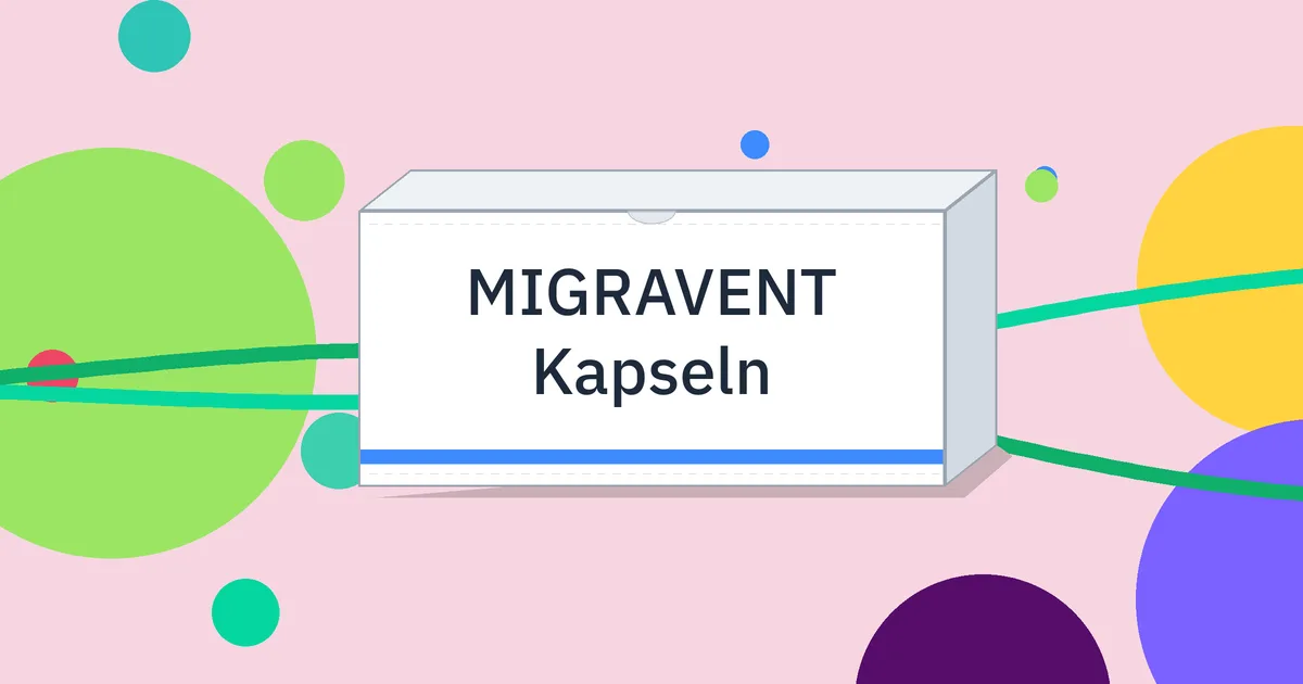 Symbolbild: Packung mit der Aufschrift MIGRAVENT Kapseln (PZN 05462886) – Verfügbarkeit und Bezug in Apotheken in Frankfurt am Main