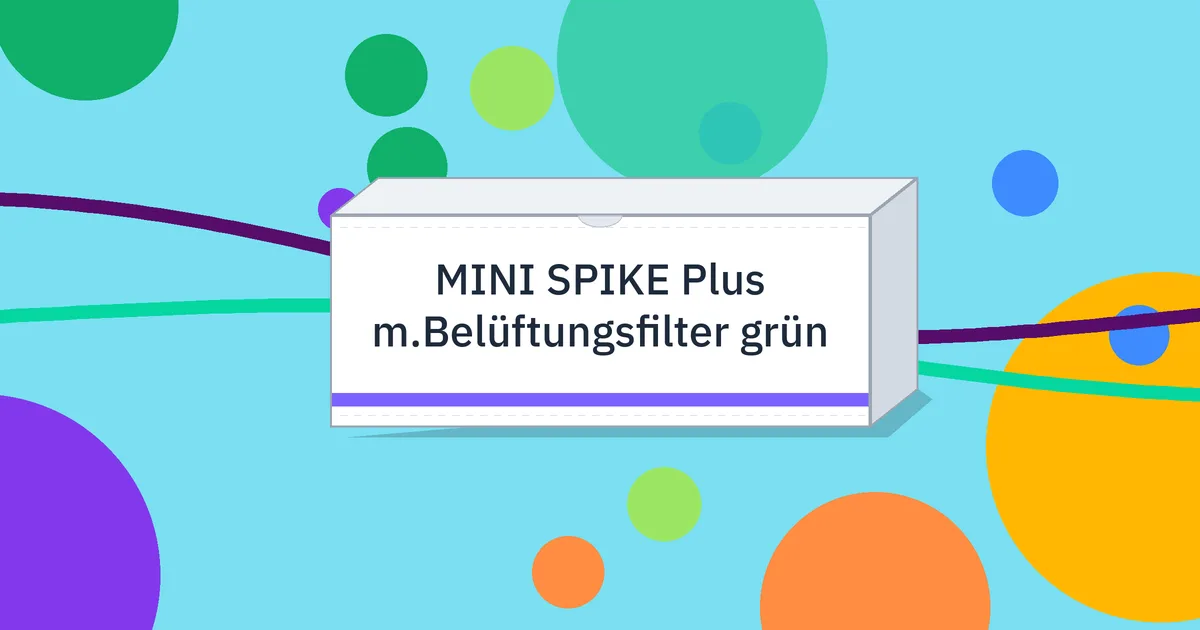 Symbolbild: Packung mit der Aufschrift MINI SPIKE Plus m.Belüftungsfilter grün (PZN 16838751) – Verfügbarkeit und Bezug in Apotheken in Frankfurt am Main