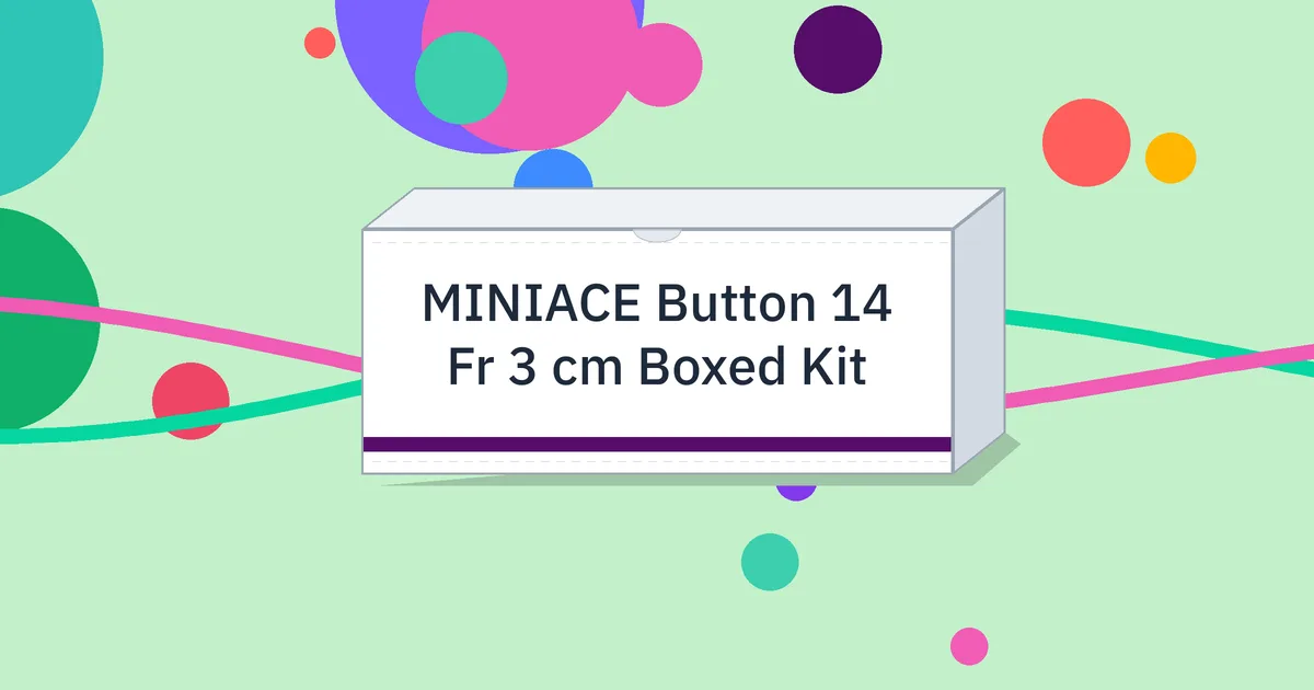 Symbolbild: Packung mit der Aufschrift MINIACE Button 14 Fr 3 cm Boxed Kit (PZN 16954084) – Verfügbarkeit und Bezug in Apotheken in Frankfurt am Main
