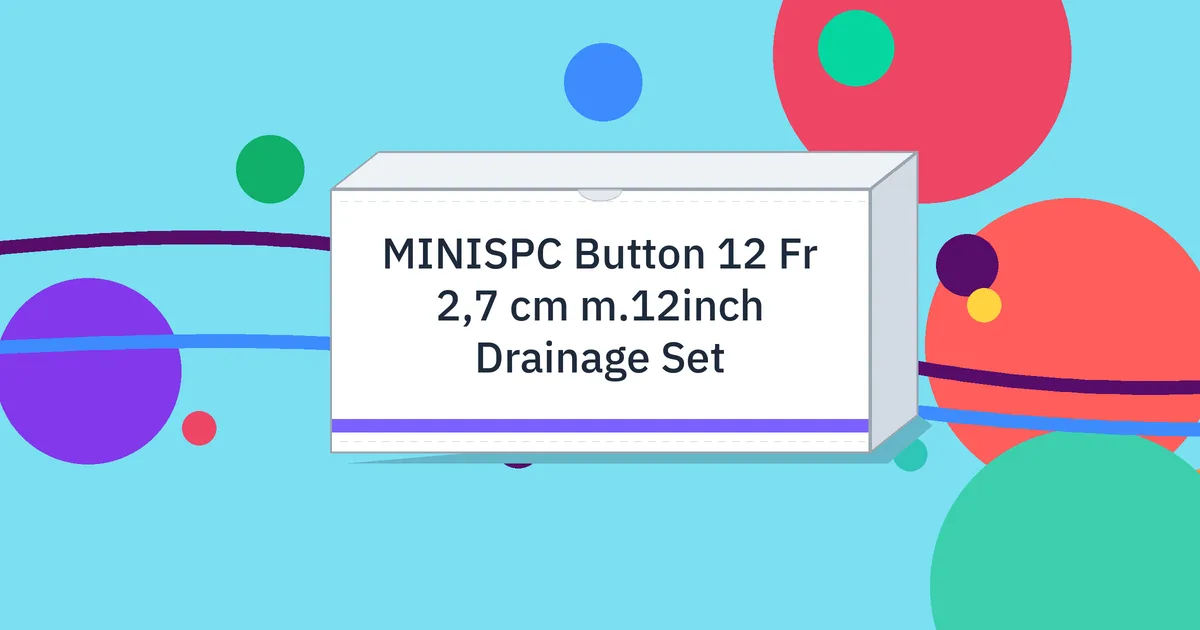 Symbolbild: Packung mit der Aufschrift MINISPC Button 12 Fr 2,7 cm m.12inch Drainage Set (PZN 20820484) – Verfügbarkeit und Bezug in Apotheken in Frankfurt am Main