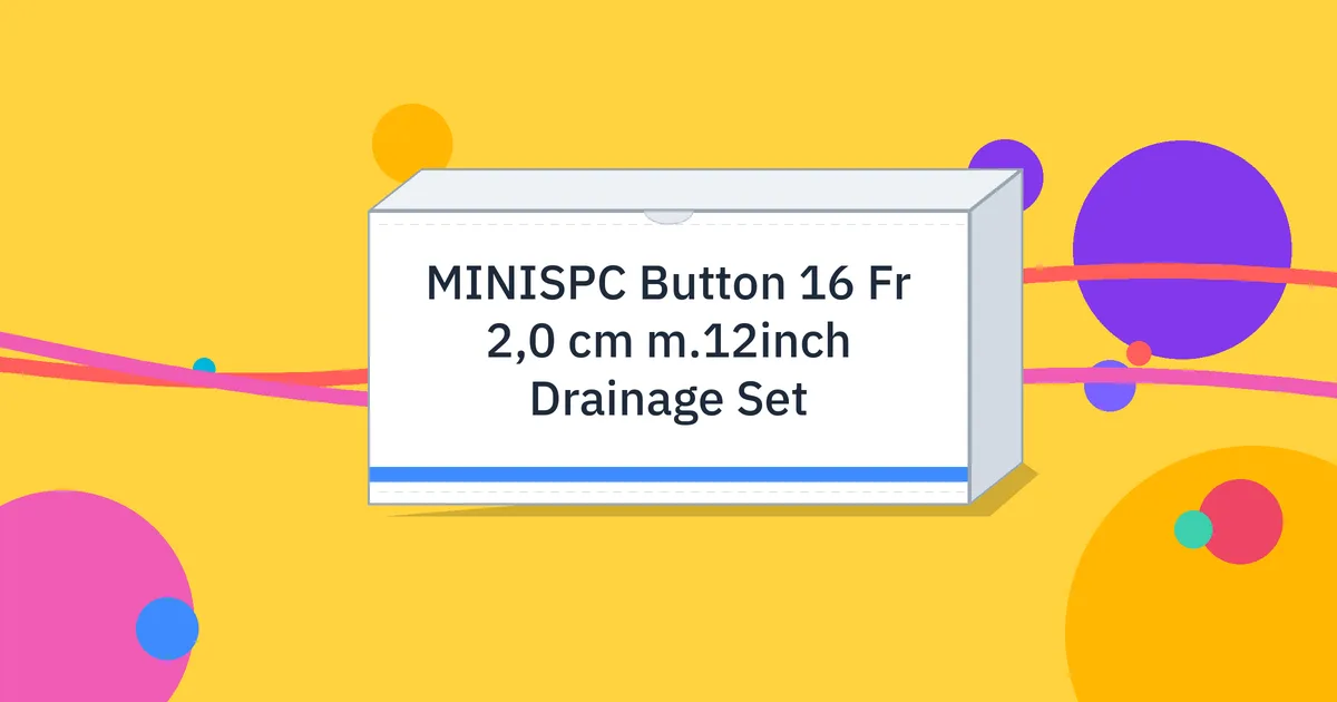 Symbolbild: Packung mit der Aufschrift MINISPC Button 16 Fr 2,0 cm m.12inch Drainage Set (PZN 20820828) – Verfügbarkeit und Bezug in Apotheken in Frankfurt am Main
