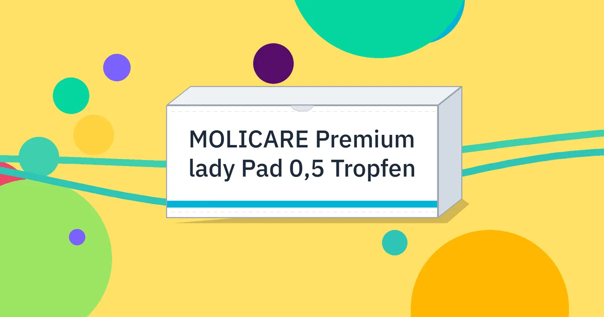 Symbolbild: Packung mit der Aufschrift MOLICARE Premium lady Pad 0,5 Tropfen (PZN 18683548) – Verfügbarkeit und Bezug in Apotheken in Frankfurt am Main