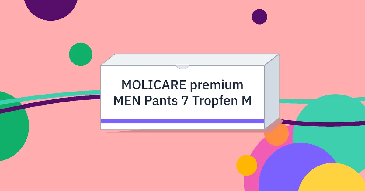 Symbolbild: Packung mit der Aufschrift MOLICARE premium MEN Pants 7 Tropfen M (PZN 18300725) – Verfügbarkeit und Bezug in Apotheken in Frankfurt am Main