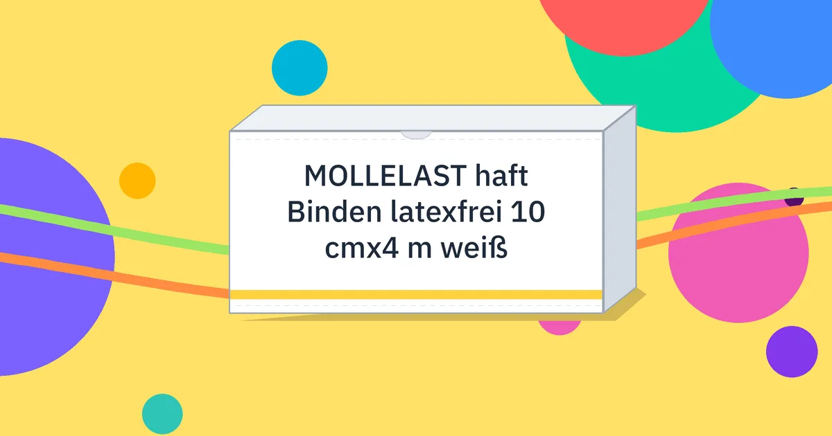 Symbolbild: Packung mit der Aufschrift MOLLELAST haft Binden latexfrei 10 cmx4 m weiß (PZN 15430723) – Verfügbarkeit und Bezug in Apotheken in Frankfurt am Main