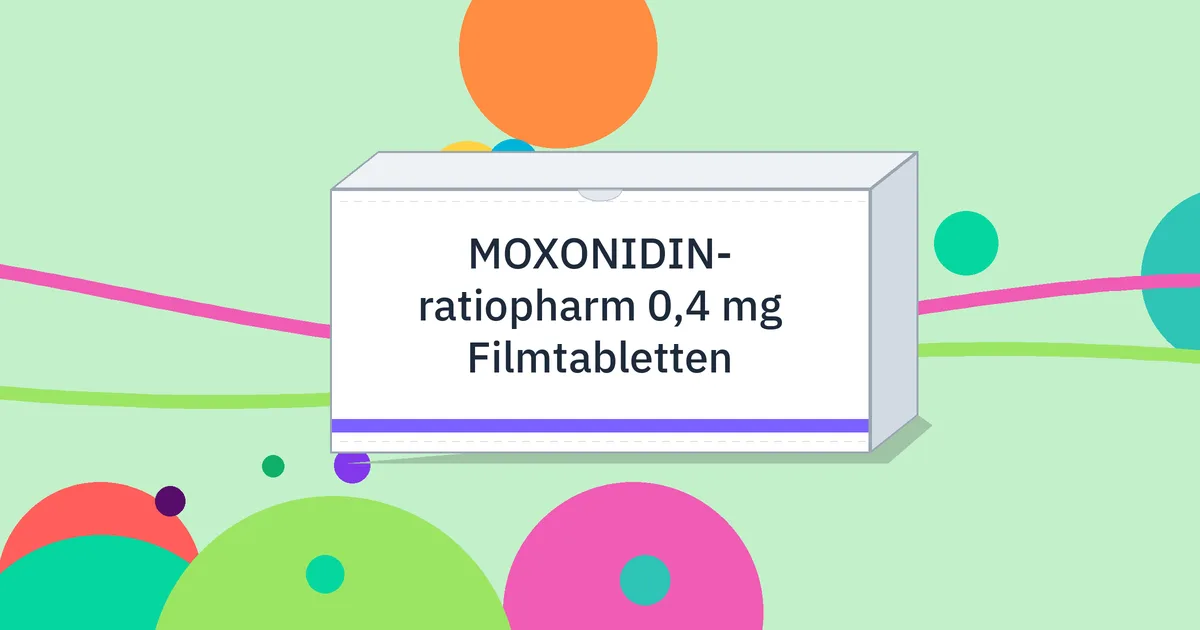 Symbolbild: Packung mit der Aufschrift MOXONIDIN-ratiopharm 0,4 mg Filmtabletten (PZN 01698103) – Verfügbarkeit und Bezug in Apotheken in Frankfurt am Main