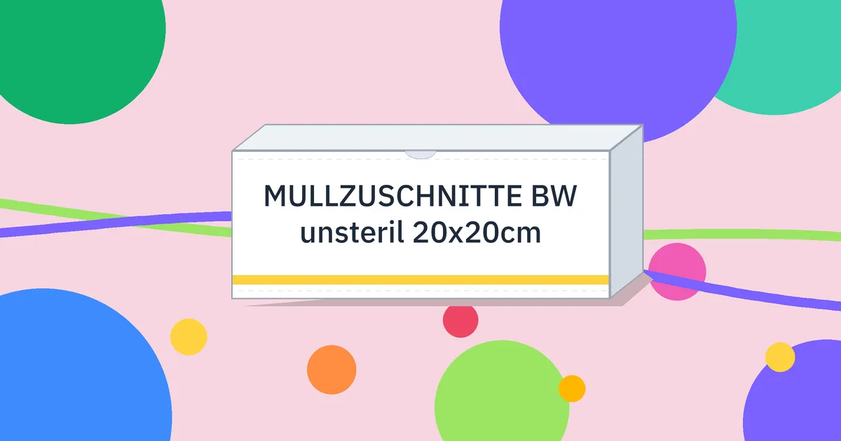 Symbolbild: Packung mit der Aufschrift MULLZUSCHNITTE BW unsteril 20x20cm (PZN 04077873) – Verfügbarkeit und Bezug in Apotheken in Frankfurt am Main