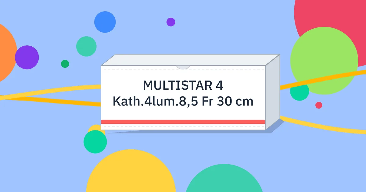 Symbolbild: Packung mit der Aufschrift MULTISTAR 4 Kath.4lum.8,5 Fr 30 cm (PZN 09446045) – Verfügbarkeit und Bezug in Apotheken in Frankfurt am Main