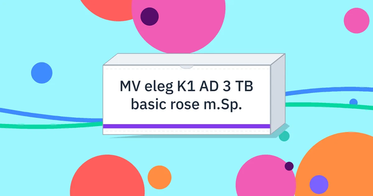 Symbolbild: Packung mit der Aufschrift MV eleg K1 AD 3 TB basic rose m.Sp. (PZN 14686432) – Verfügbarkeit und Bezug in Apotheken in Frankfurt am Main