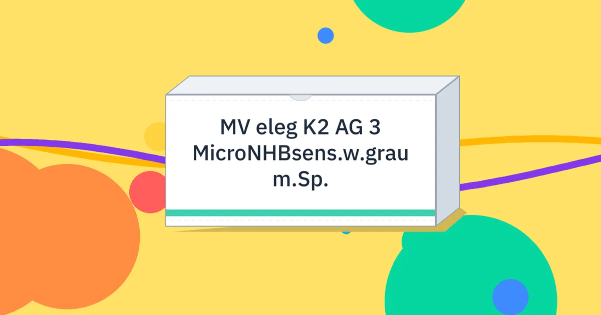 Symbolbild: Packung mit der Aufschrift MV eleg K2 AG 3 MicroNHBsens.w.grau m.Sp. (PZN 18930751) – Verfügbarkeit und Bezug in Apotheken in Frankfurt am Main