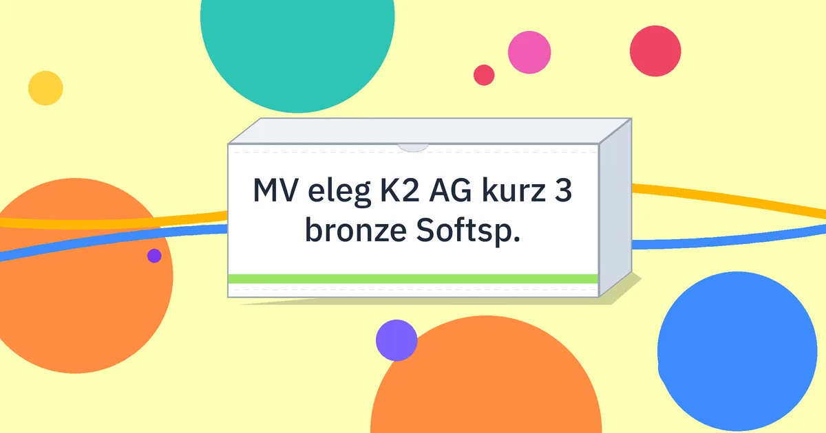Symbolbild: Packung mit der Aufschrift MV eleg K2 AG kurz 3 bronze Softsp. (PZN 14717397) – Verfügbarkeit und Bezug in Apotheken in Frankfurt am Main