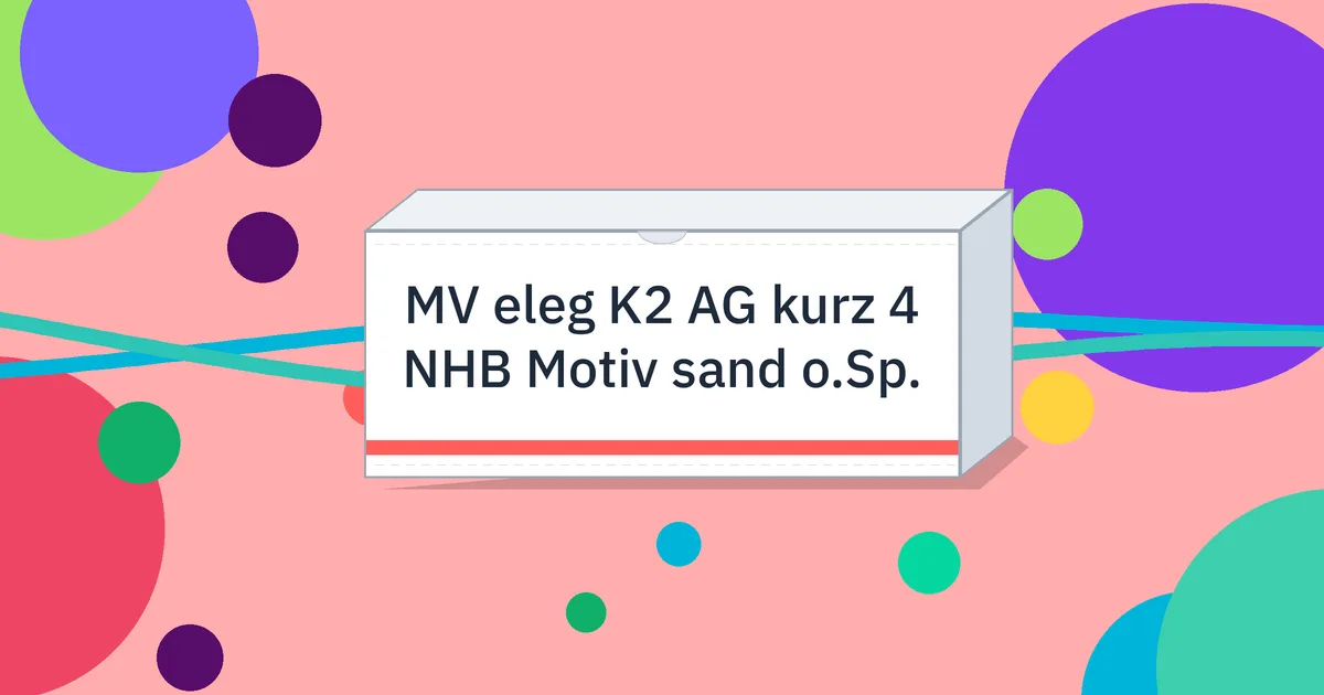 Symbolbild: Packung mit der Aufschrift MV eleg K2 AG kurz 4 NHB Motiv sand o.Sp. (PZN 18926548) – Verfügbarkeit und Bezug in Apotheken in Frankfurt am Main