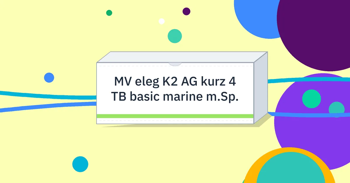 Symbolbild: Packung mit der Aufschrift MV eleg K2 AG kurz 4 TB basic marine m.Sp. (PZN 15284405) – Verfügbarkeit und Bezug in Apotheken in Frankfurt am Main
