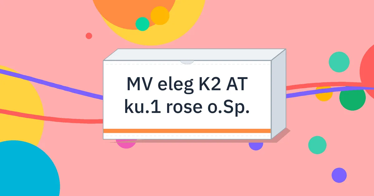 Symbolbild: Packung mit der Aufschrift MV eleg K2 AT ku.1 rose o.Sp. (PZN 15288320) – Verfügbarkeit und Bezug in Apotheken in Frankfurt am Main
