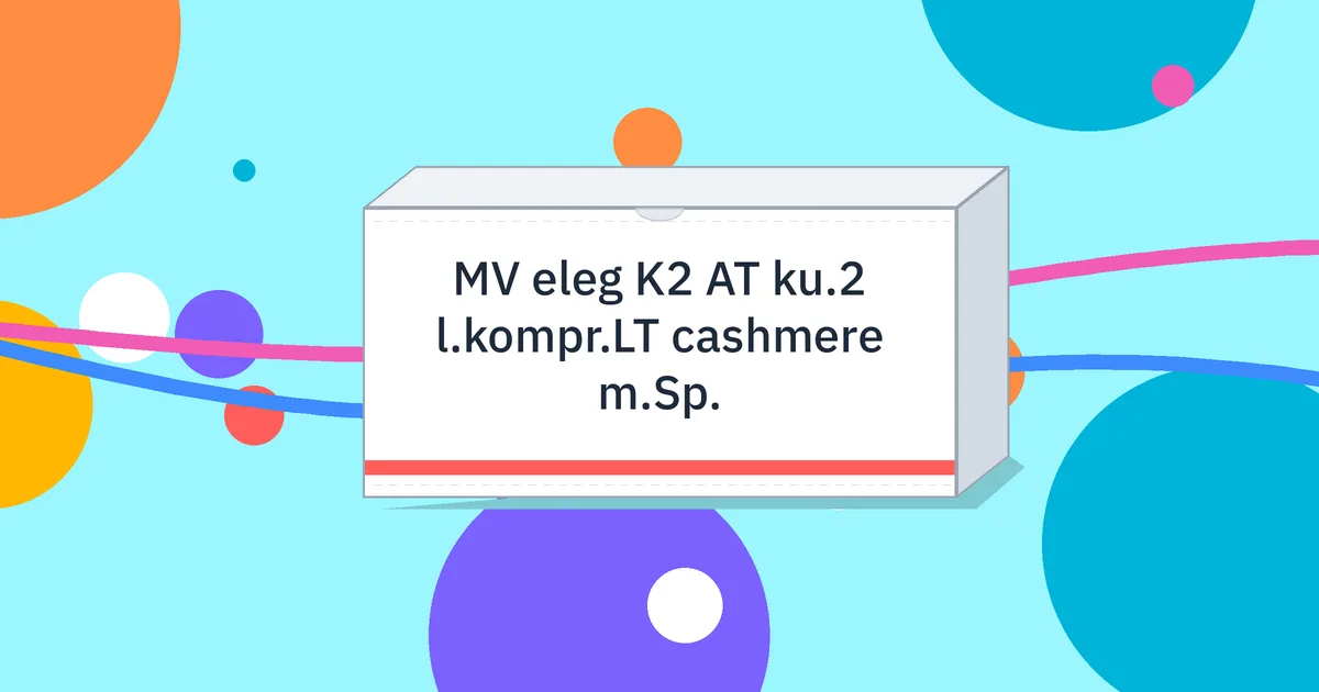 Symbolbild: Packung mit der Aufschrift MV eleg K2 AT ku.2 l.kompr.LT cashmere m.Sp. (PZN 14663135) – Verfügbarkeit und Bezug in Apotheken in Frankfurt am Main