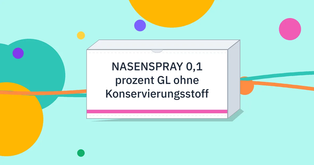 Symbolbild: Packung mit der Aufschrift NASENSPRAY 0,1 prozent GL ohne Konservierungsstoff (PZN 20201597) – Verfügbarkeit und Bezug in Apotheken in Frankfurt am Main