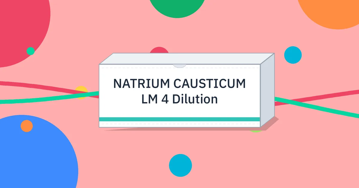 Symbolbild: Packung mit der Aufschrift NATRIUM CAUSTICUM LM 4 Dilution (PZN 12961963) – Verfügbarkeit und Bezug in Apotheken in Frankfurt am Main
