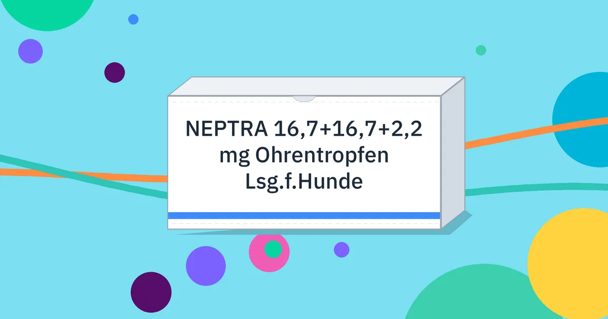 Symbolbild: Packung mit der Aufschrift NEPTRA 16,7+16,7+2,2 mg Ohrentropfen Lsg.f.Hunde (PZN 15623333) – Verfügbarkeit und Bezug in Apotheken in Frankfurt am Main