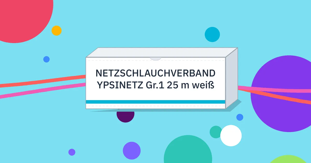 Symbolbild: Packung mit der Aufschrift NETZSCHLAUCHVERBAND YPSINETZ Gr.1 25 m weiß (PZN 03541759) – Verfügbarkeit und Bezug in Apotheken in Frankfurt am Main