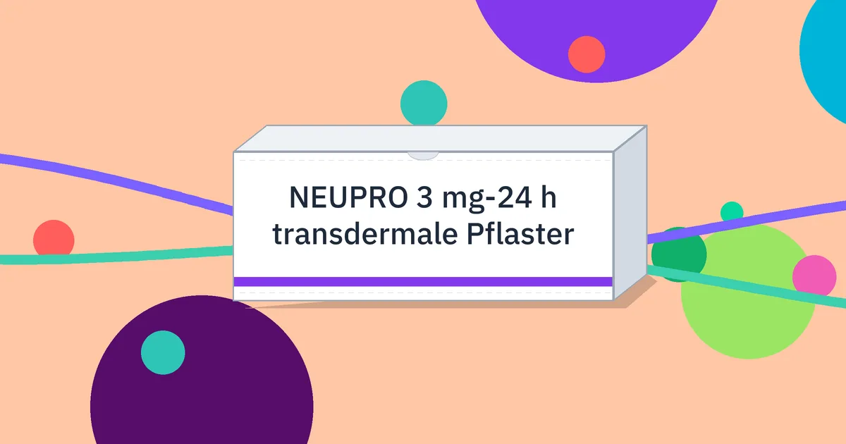 Symbolbild: Packung mit der Aufschrift NEUPRO 3 mg-24 h transdermale Pflaster (PZN 14024062) – Verfügbarkeit und Bezug in Apotheken in Frankfurt am Main