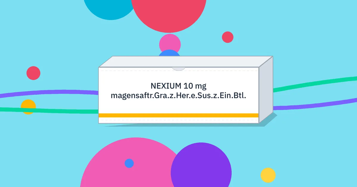 Symbolbild: Packung mit der Aufschrift NEXIUM 10 mg magensaftr.Gra.z.Her.e.Sus.z.Ein.Btl. (PZN 18423712) – Verfügbarkeit und Bezug in Apotheken in Frankfurt am Main