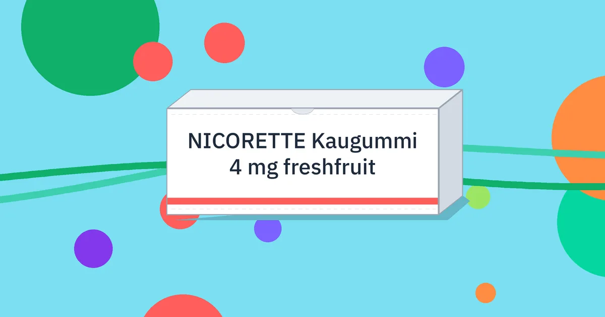 Symbolbild: Packung mit der Aufschrift NICORETTE Kaugummi 4 mg freshfruit (PZN 04370107) – Verfügbarkeit und Bezug in Apotheken in Frankfurt am Main