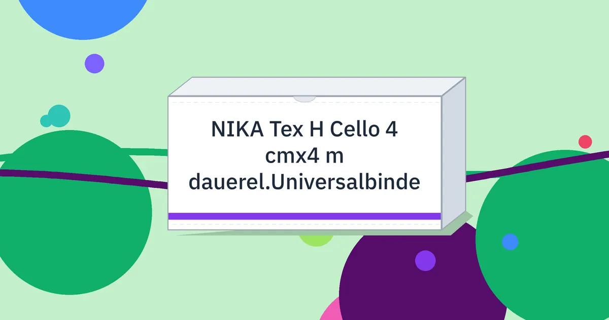 Symbolbild: Packung mit der Aufschrift NIKA Tex H Cello 4 cmx4 m dauerel.Universalbinde (PZN 18170949) – Verfügbarkeit und Bezug in Apotheken in Frankfurt am Main
