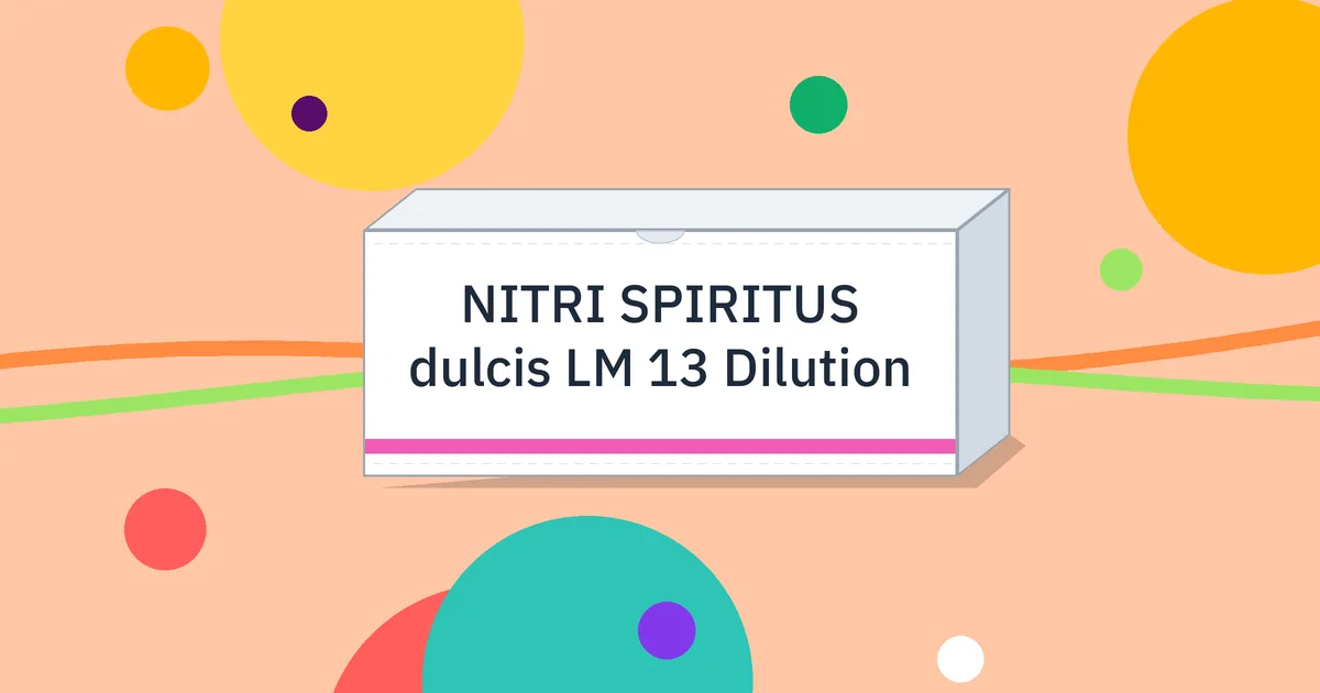 Symbolbild: Packung mit der Aufschrift NITRI SPIRITUS dulcis LM 13 Dilution (PZN 13619600) – Verfügbarkeit und Bezug in Apotheken in Frankfurt am Main