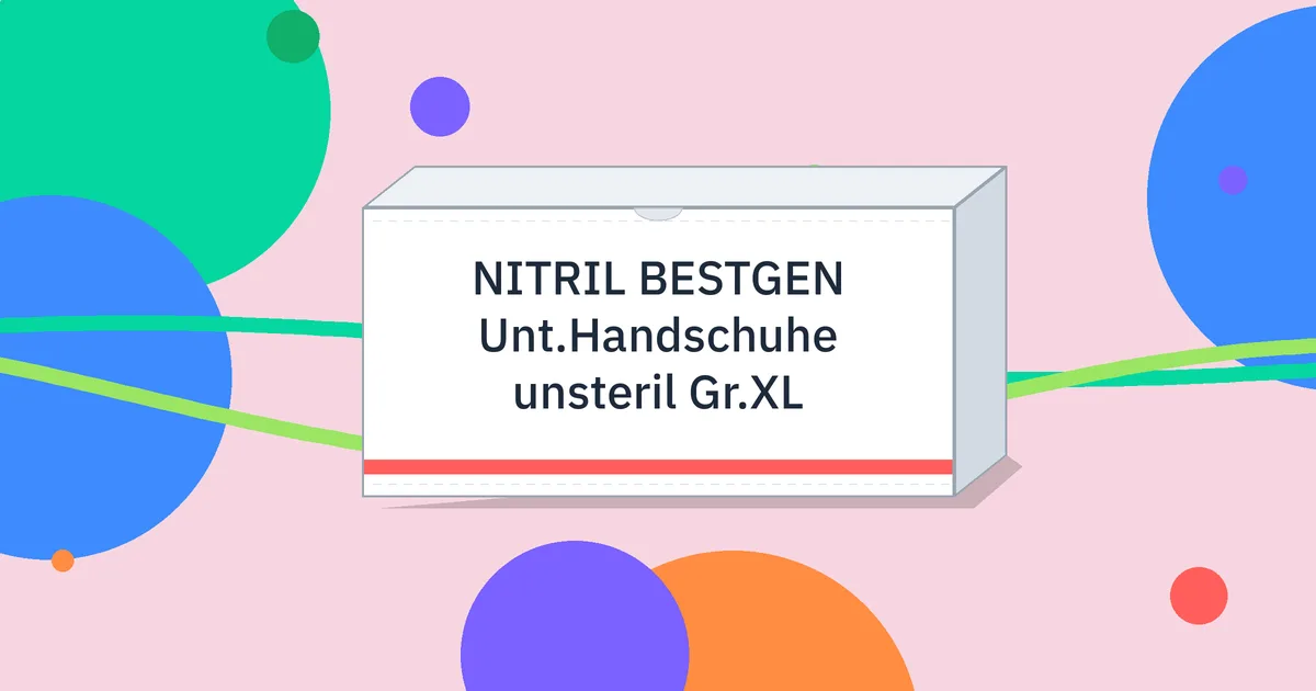 Symbolbild: Packung mit der Aufschrift NITRIL BESTGEN Unt.Handschuhe unsteril Gr.XL (PZN 10134670) – Verfügbarkeit und Bezug in Apotheken in Frankfurt am Main