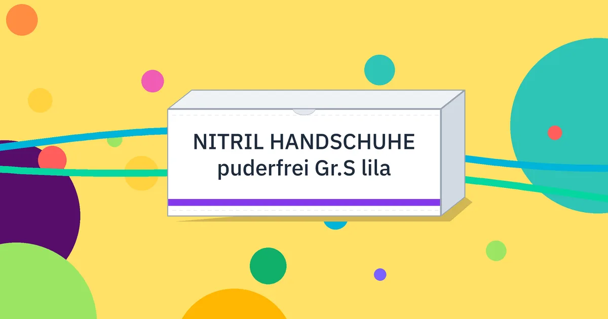 Symbolbild: Packung mit der Aufschrift NITRIL HANDSCHUHE puderfrei Gr.S lila (PZN 03760266) – Verfügbarkeit und Bezug in Apotheken in Frankfurt am Main