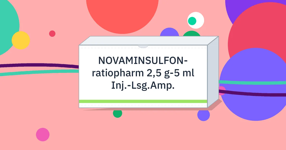 Symbolbild: Packung mit der Aufschrift NOVAMINSULFON-ratiopharm 2,5 g-5 ml Inj.-Lsg.Amp. (PZN 09205206) – Verfügbarkeit und Bezug in Apotheken in Frankfurt am Main