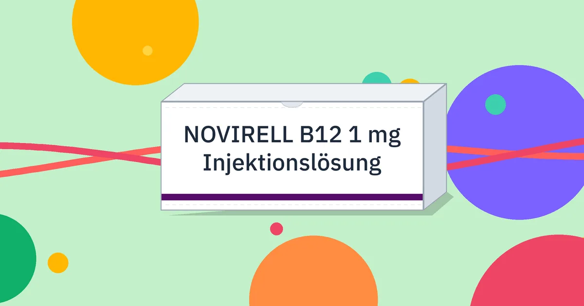 Symbolbild: Packung mit der Aufschrift NOVIRELL B12 1 mg Injektionslösung (PZN 04692147) – Verfügbarkeit und Bezug in Apotheken in Frankfurt am Main