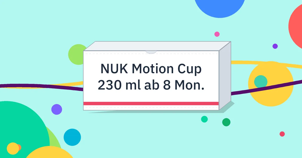 Symbolbild: Packung mit der Aufschrift NUK Motion Cup 230 ml ab 8 Mon. (PZN 17877552) – Verfügbarkeit und Bezug in Apotheken in Frankfurt am Main