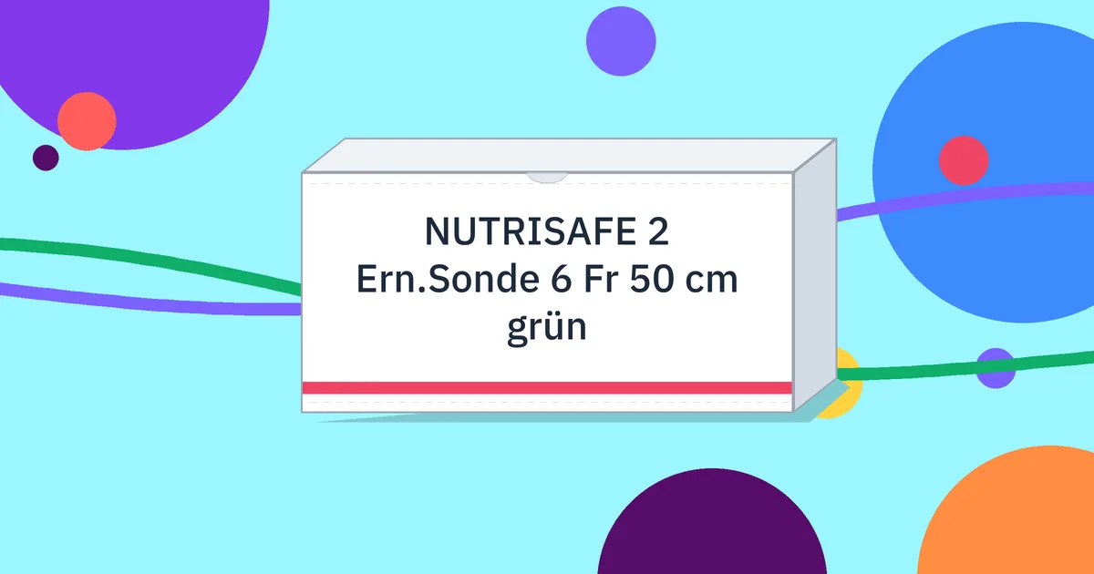 Symbolbild: Packung mit der Aufschrift NUTRISAFE 2 Ern.Sonde 6 Fr 50 cm grün (PZN 04120669) – Verfügbarkeit und Bezug in Apotheken in Frankfurt am Main
